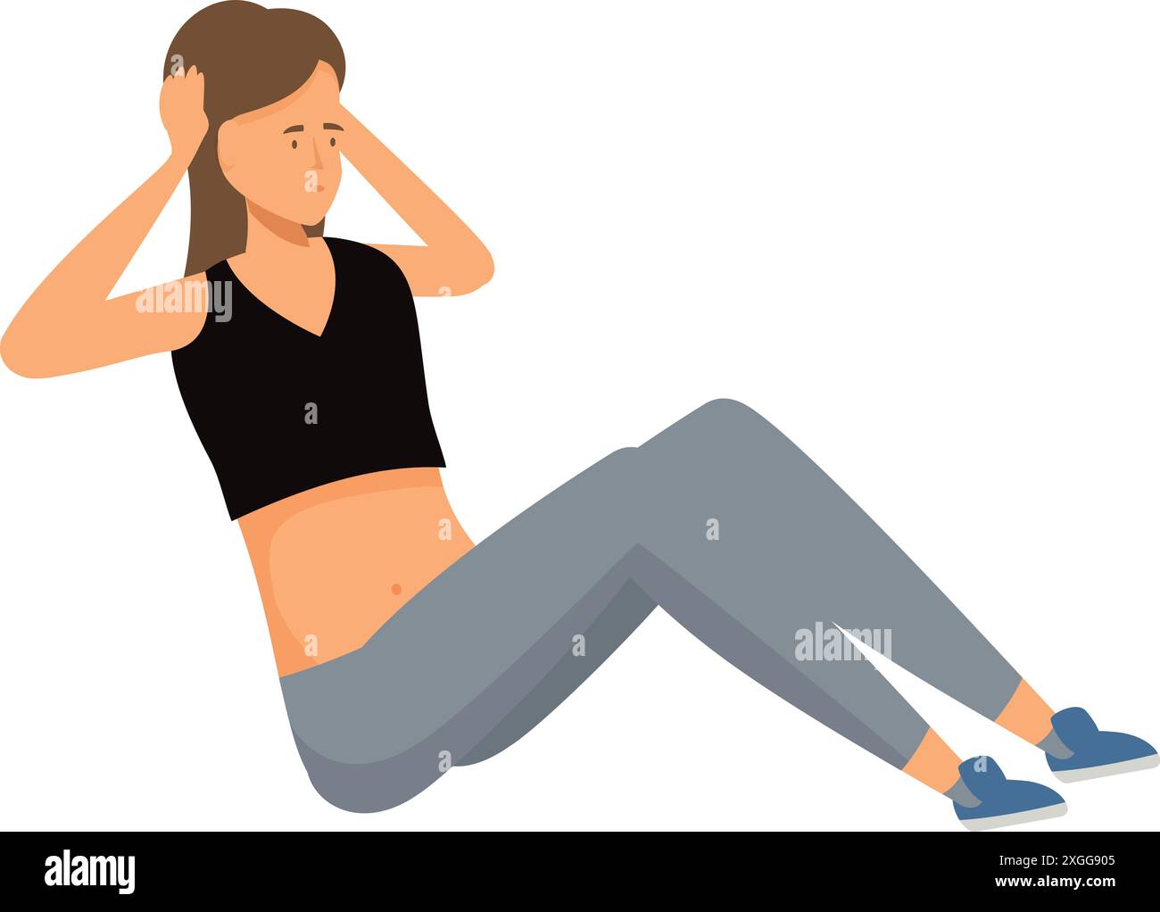 Woman is strengthening her core muscles by doing sit ups Stock Vector ...