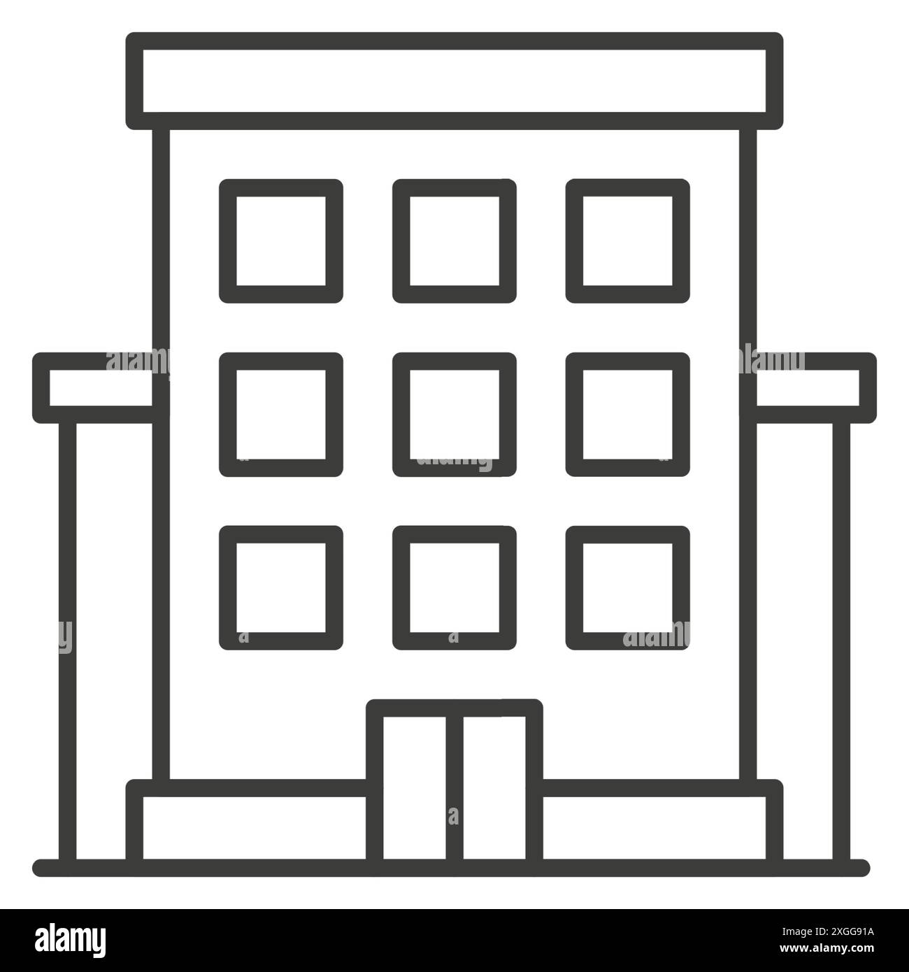 Real estate public building office government hospital thin line art ...