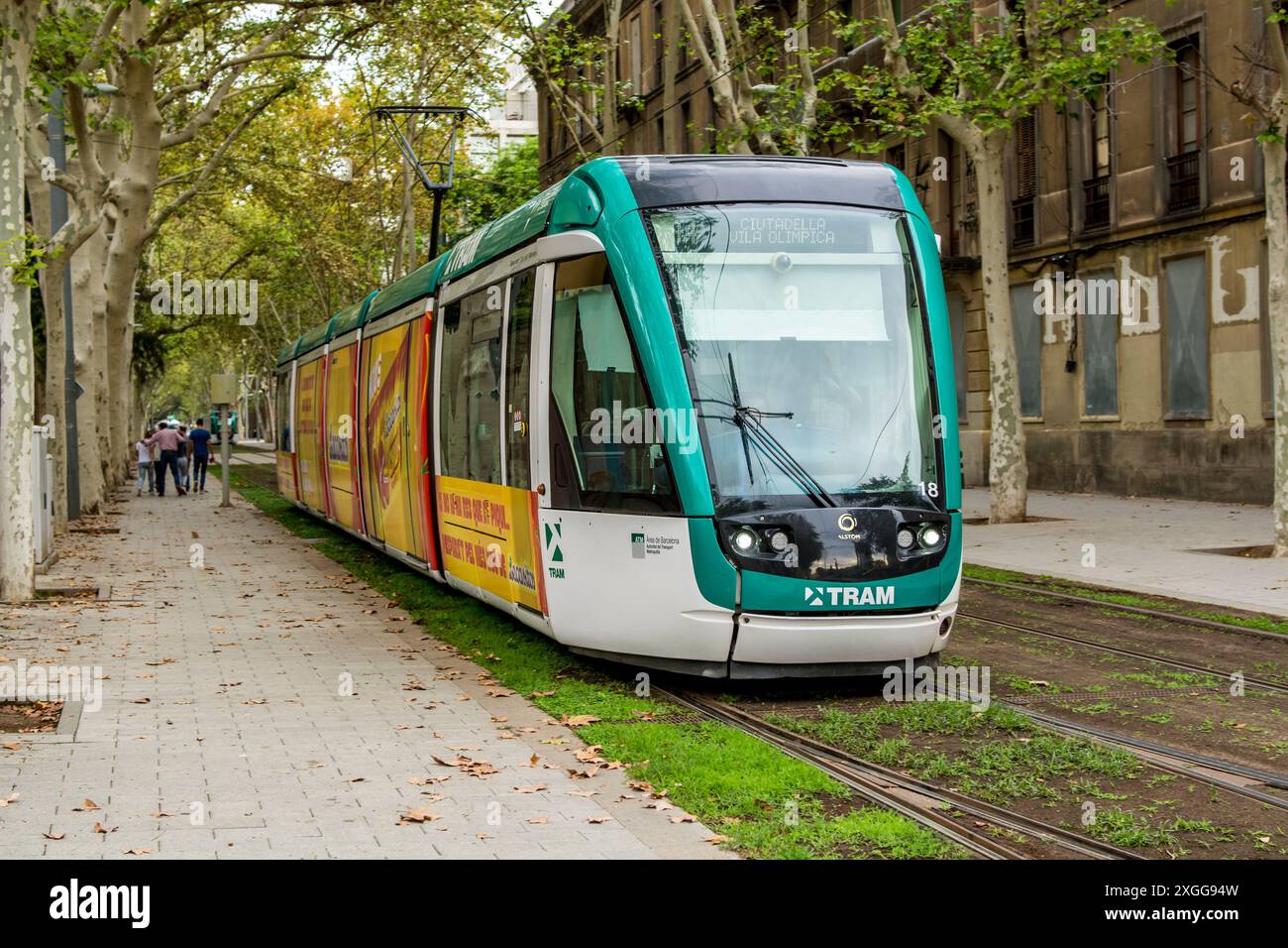 Tram on street of barcelona hi-res stock photography and images - Alamy