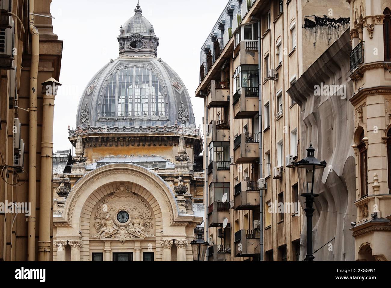 Dome of the CEC Palace, Central Bucharest, Romania, Europe Stock Photo ...