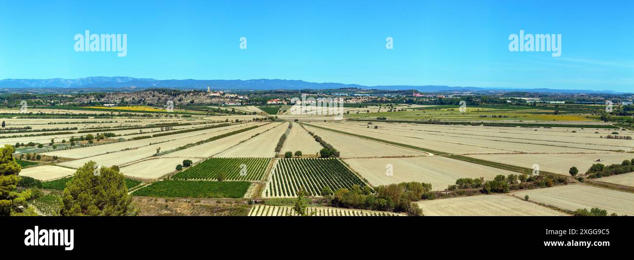 View of the dry pond of Montady from the site of the Oppidum d'Enserune ...