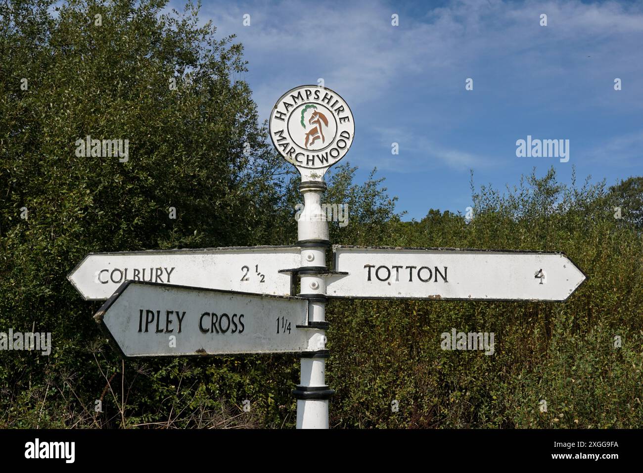Vintage fingerpost sign In Marchwood Hampshire showing directions and ...