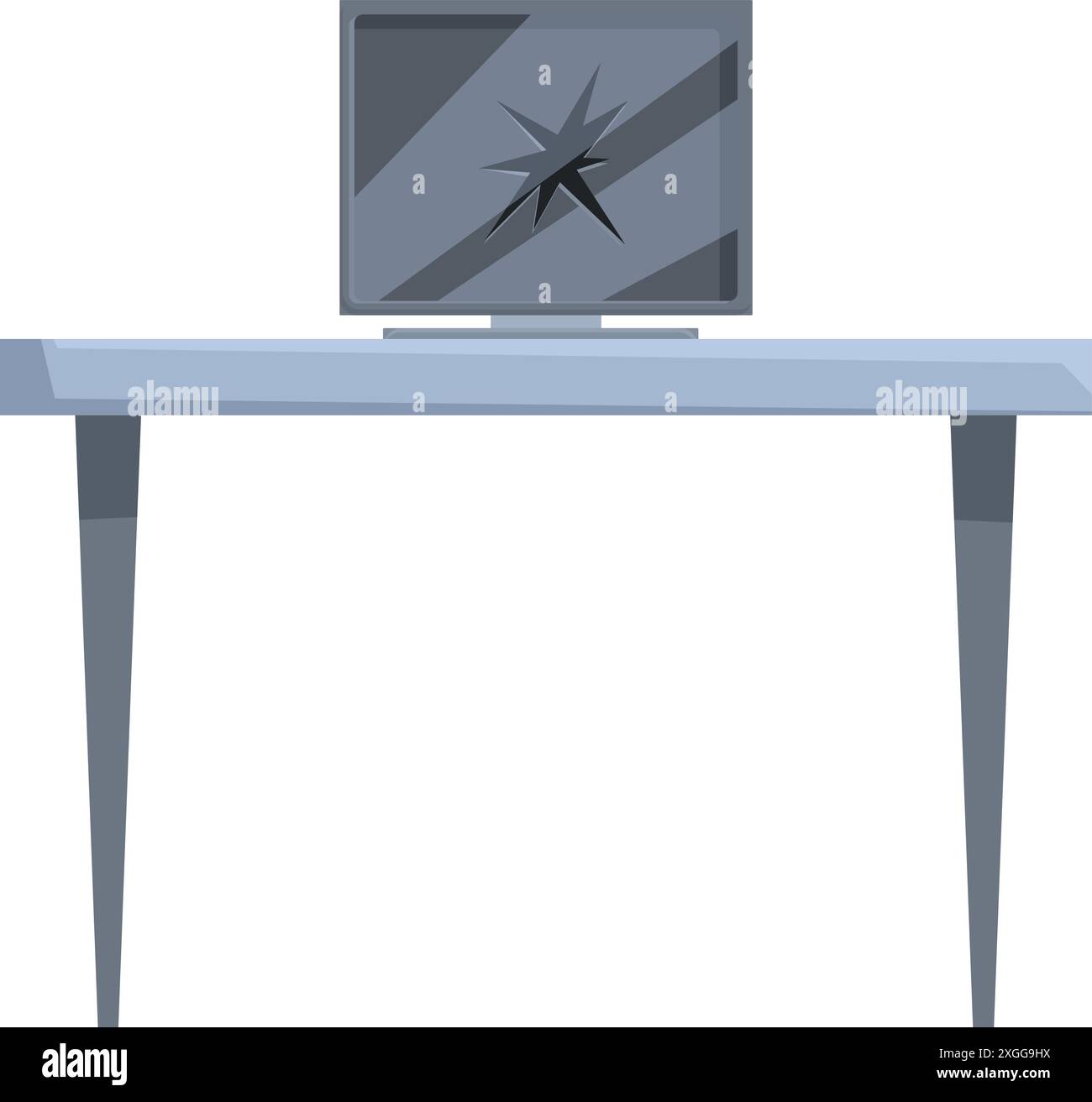 Broken computer monitor with a cracked screen is sitting on a desk ...