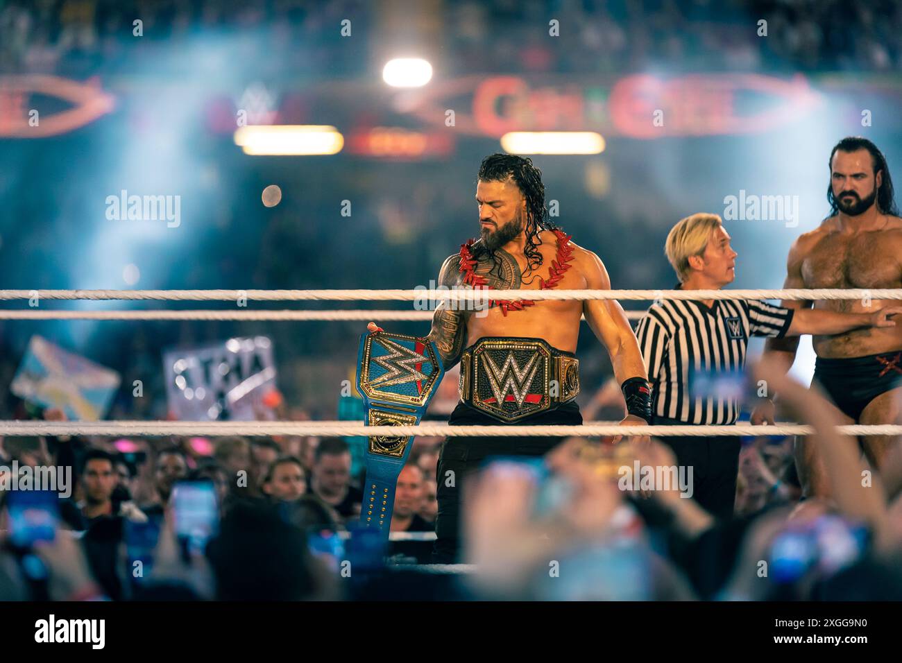 WWE Wrestling Superstar Roman Reigns with Championship belt at Clash at ...