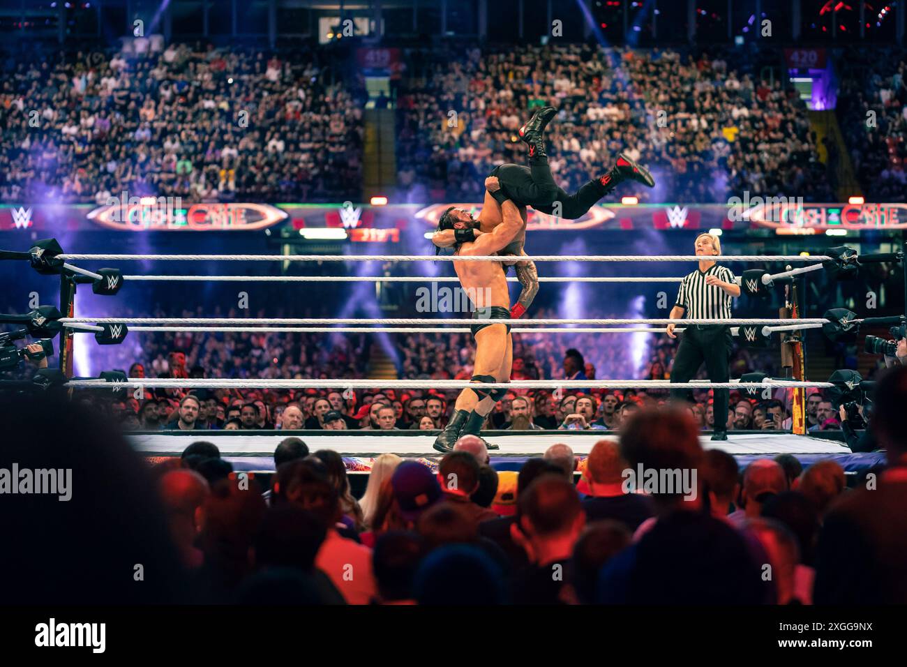 Drew Mcintyre Hits A Suplex On Roman Reigns At Wwe Clash At The Castle