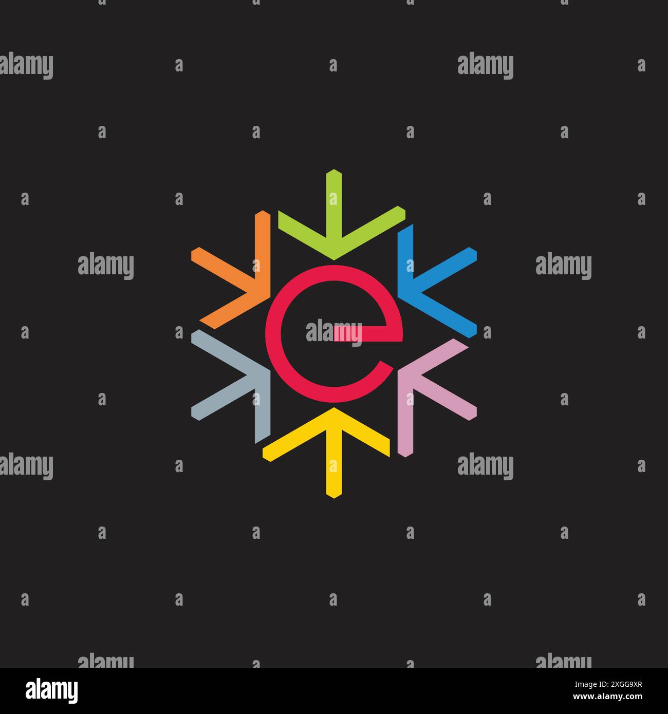 letter e colorful center arrows round circle logo vector Stock Vector ...