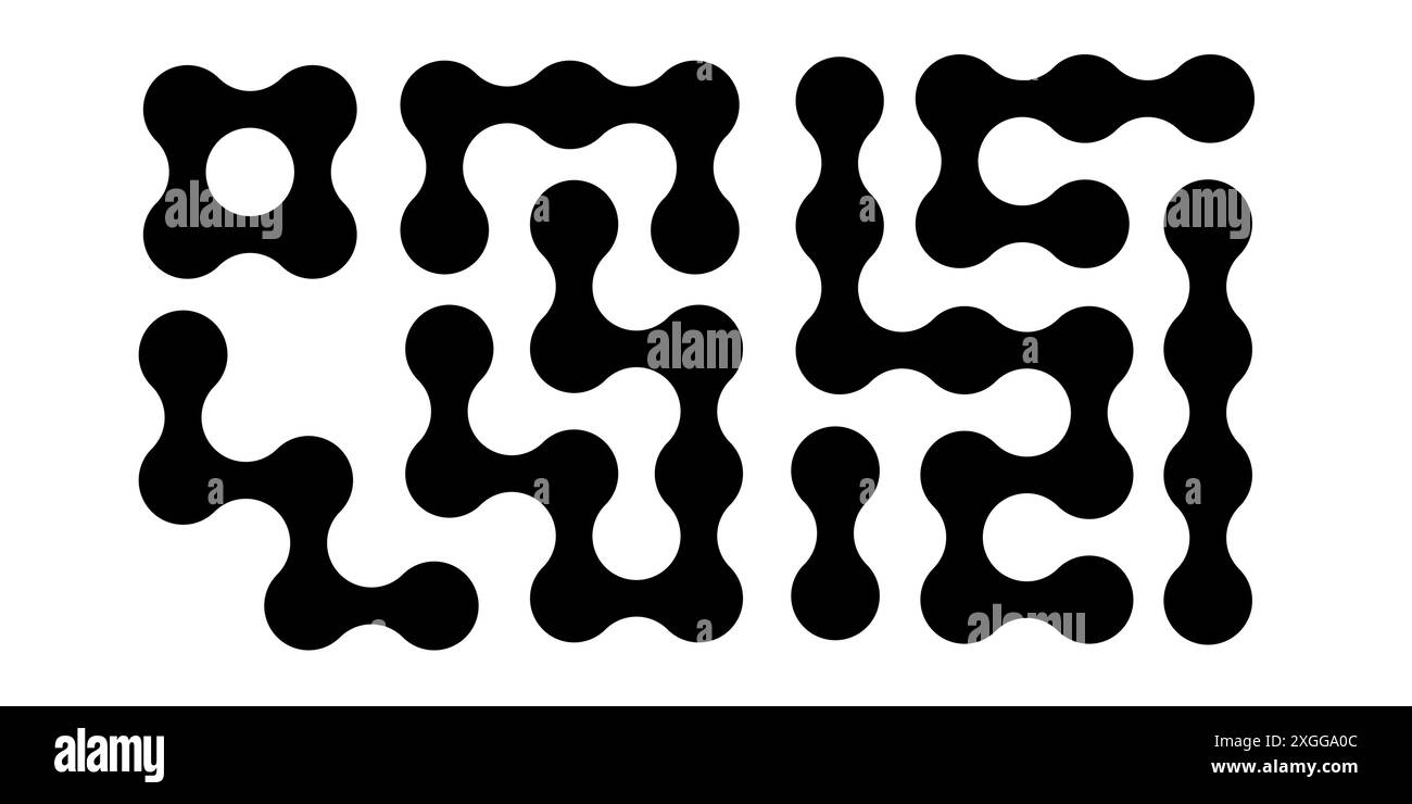 Meta balls collection. Connected morph dots. Liquid blobs fluid set. Rounded design elements for ...