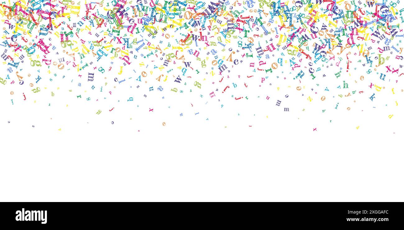 Scattered letters of latin alphabet. Colorful childish floating ...