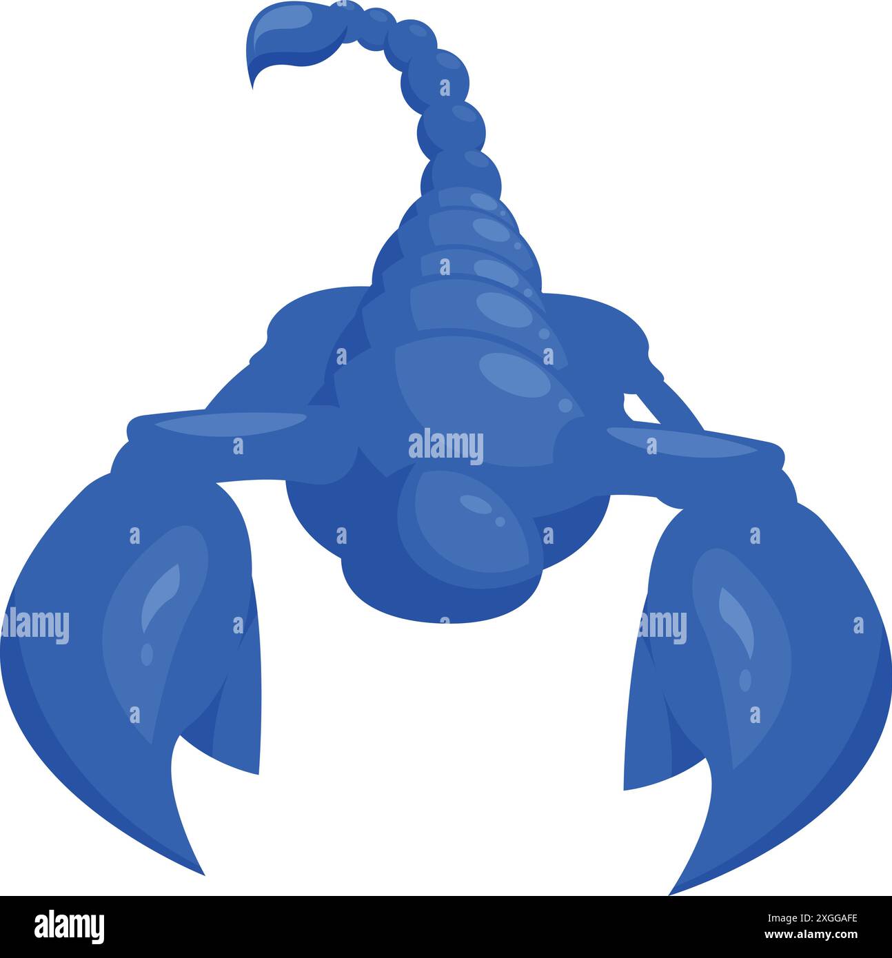 Cartoon blue scorpion spreading its claws and raising its tail, ready ...