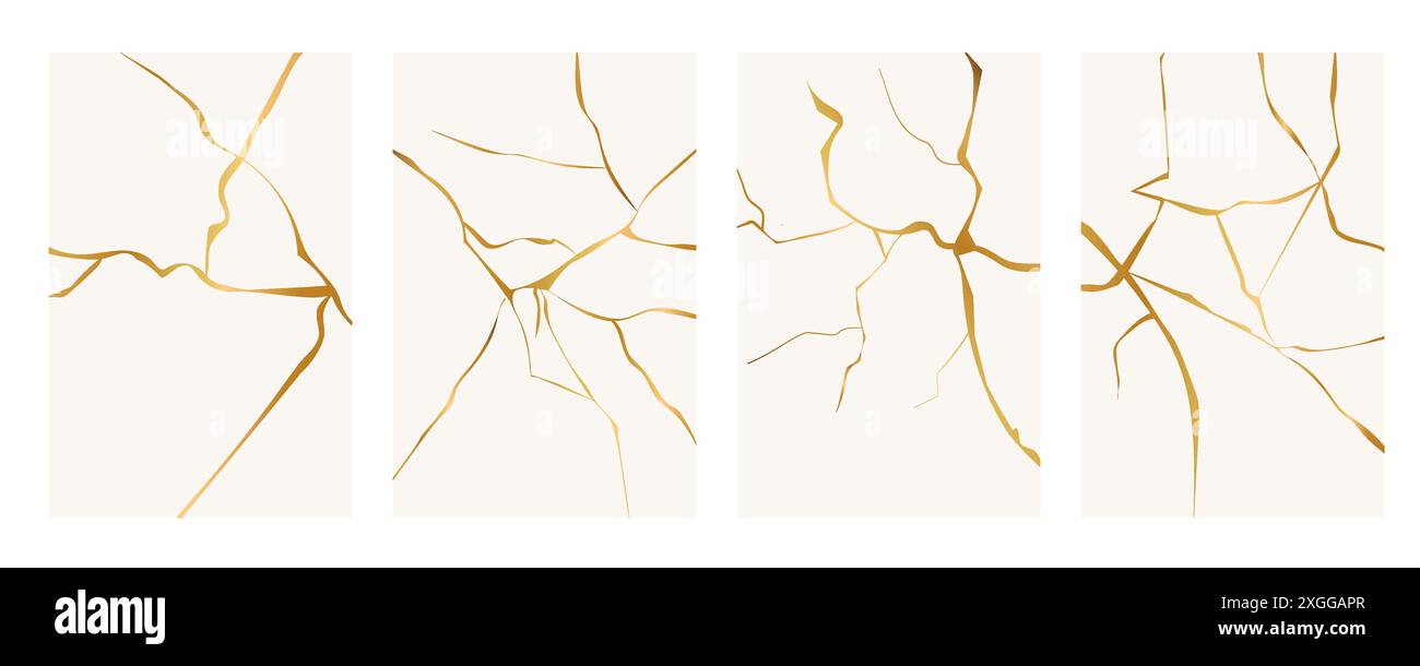 Kintsugi gold simple break lines, asian geaometric crackle. Surface ...