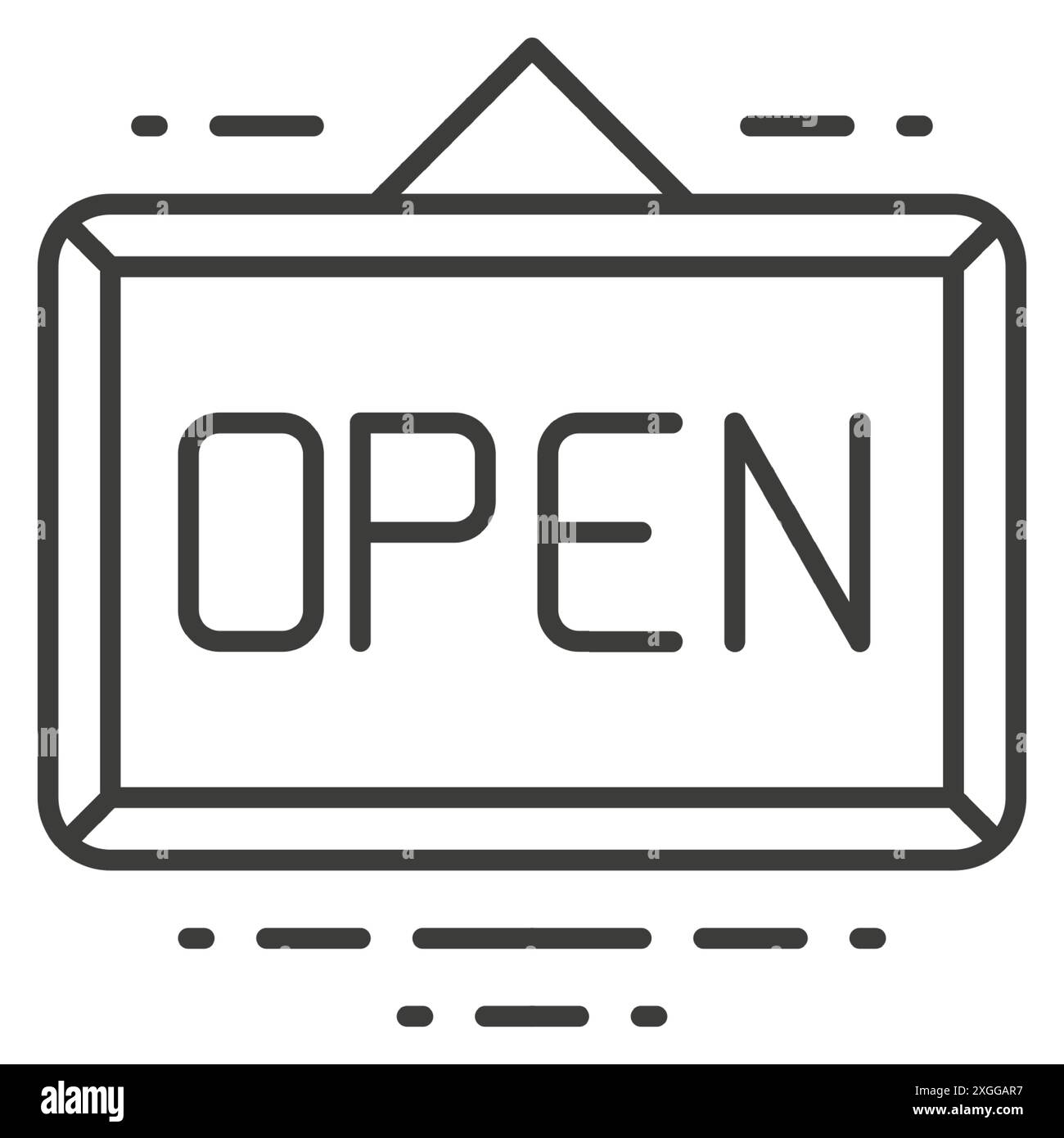 Open rectangular hanging signboard welcome sign thin line art icon ...