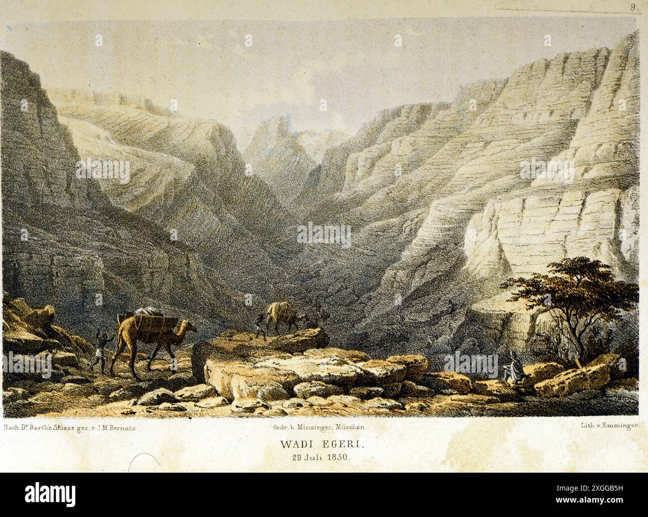 geography / travel, Africa, landscapes, Wadi Egeri, 29.7.1850 ...