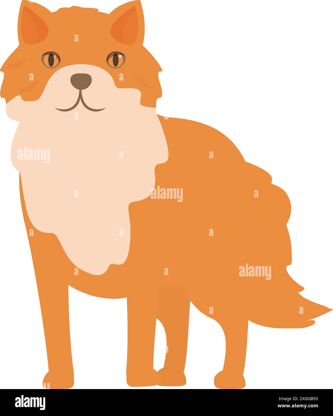 Simple cartoon illustration of a red fox standing on white background ...