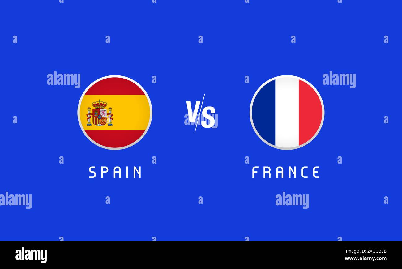 Spain vs France Semi-finals, flag emblems concept. Vector background ...