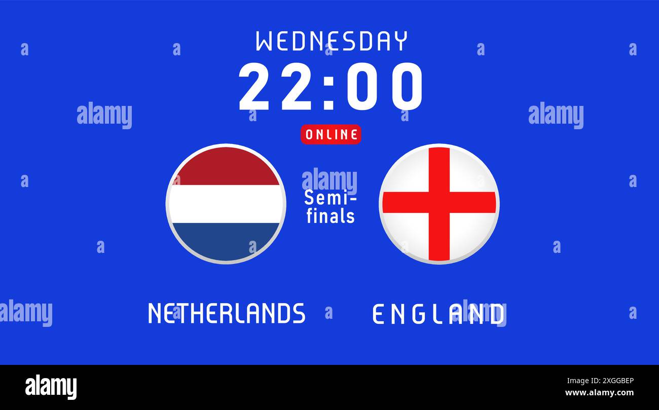Netherlands vs England Semi-finals, July 2024, flag emblems. Vector ...