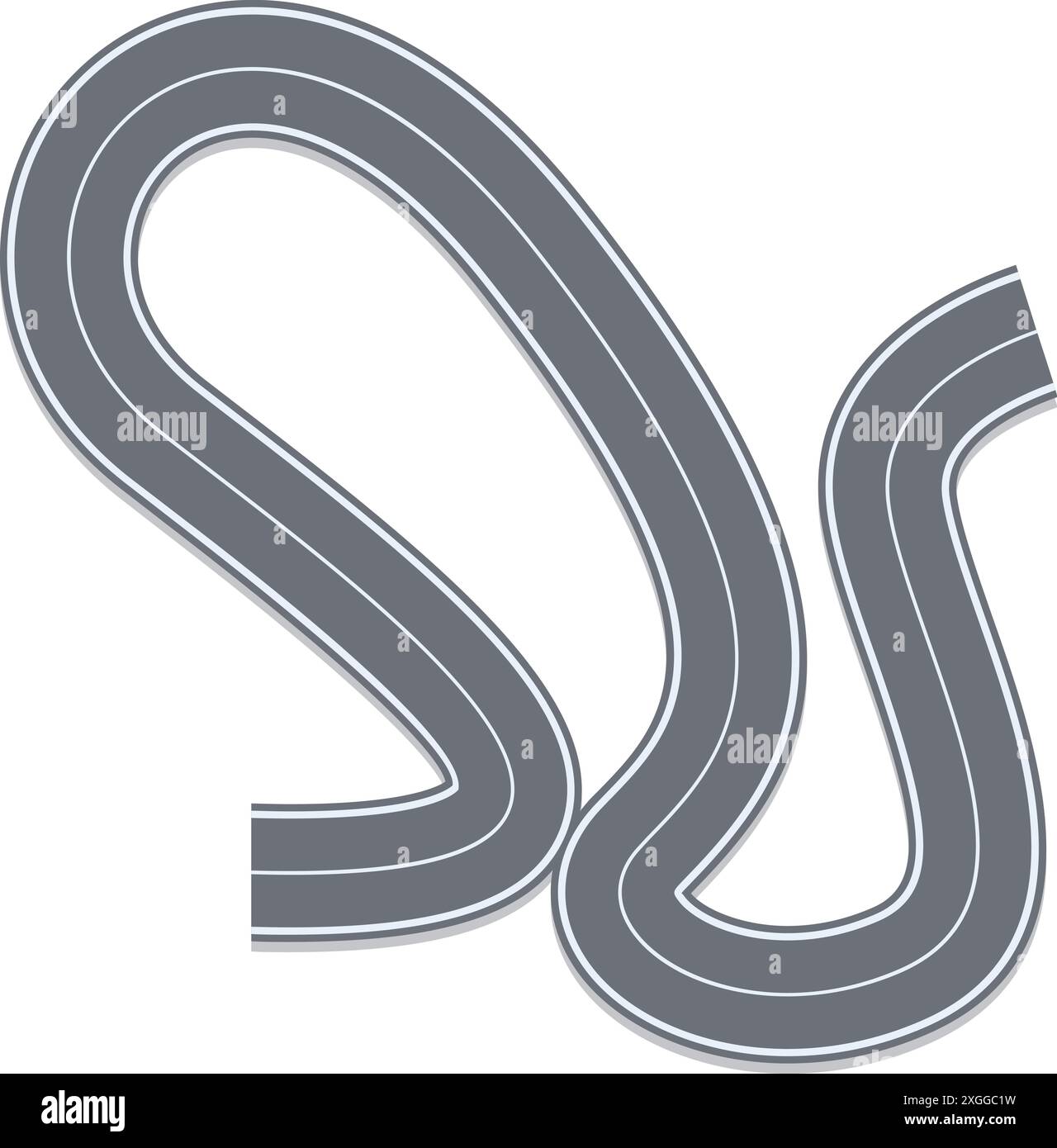 Winding road is creating an intersection on white background Stock ...
