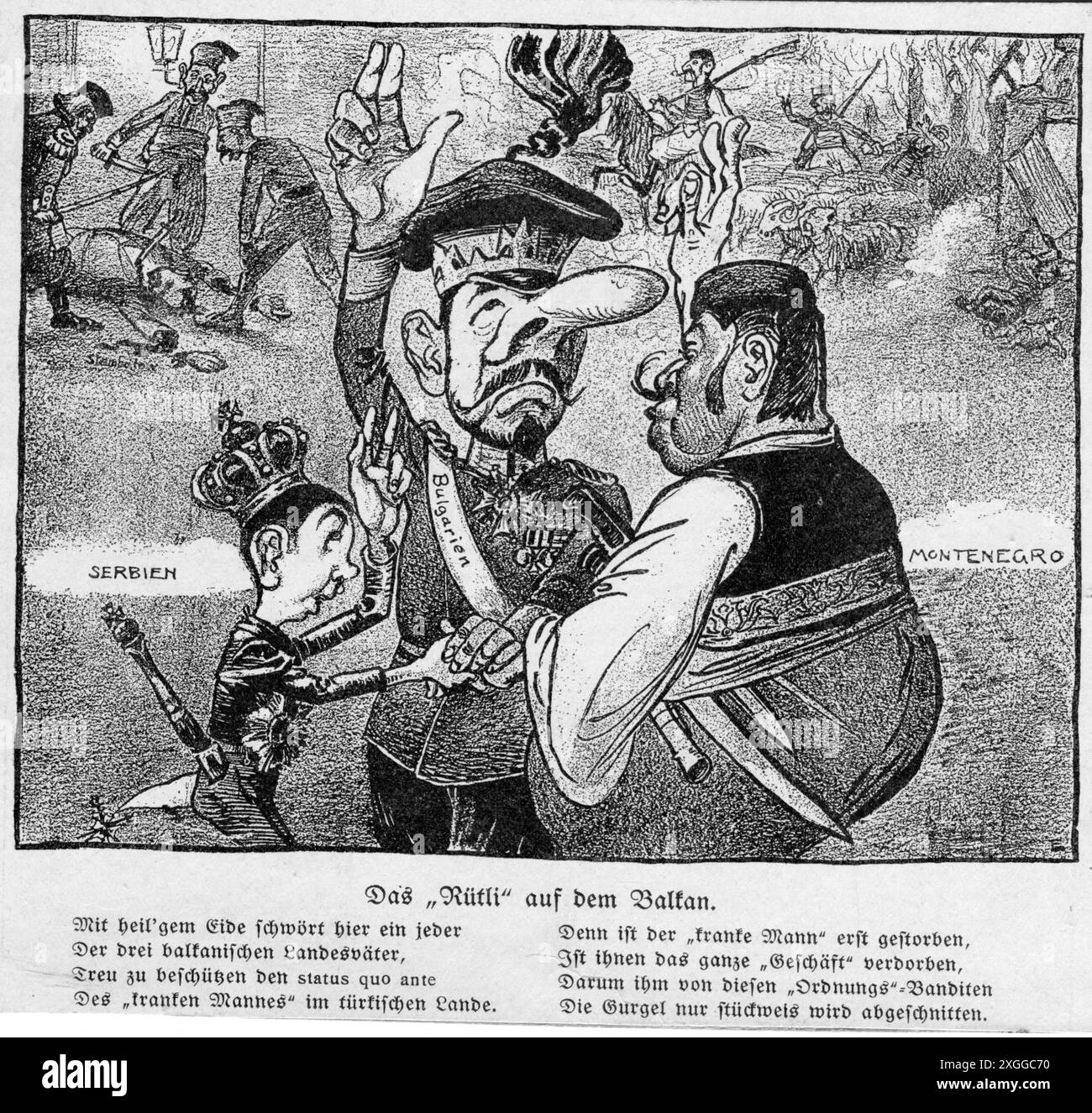 politics, caricature, The Ruetli on the Balkan, conspiracy of Serbia ...