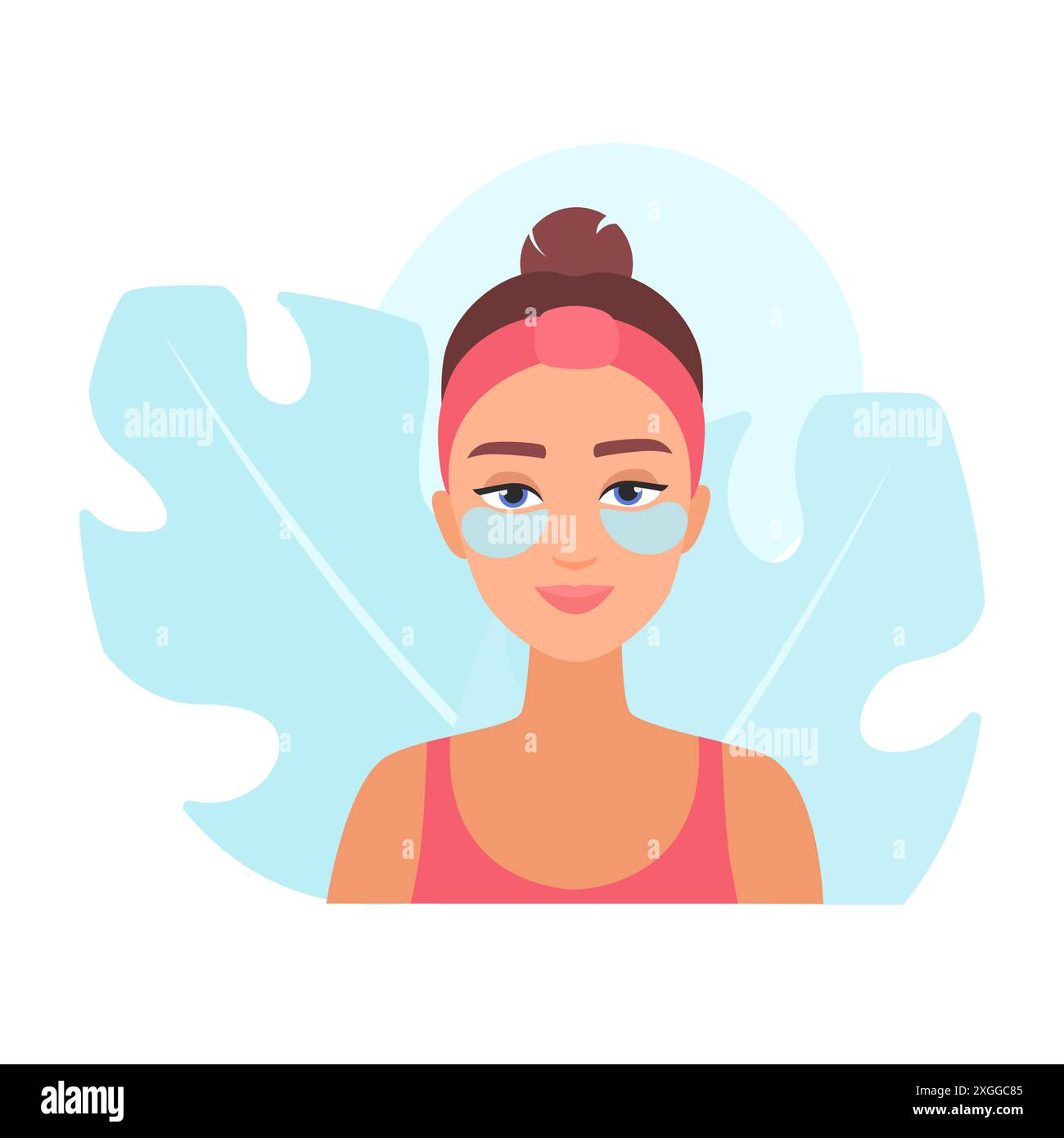 Girl using eye patches to moisturize skin after removing makeup vector illustration Stock Vector ...