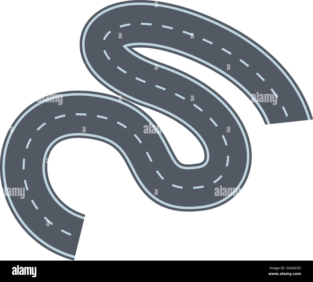 Long, grey road winding through a white background Stock Vector Image ...