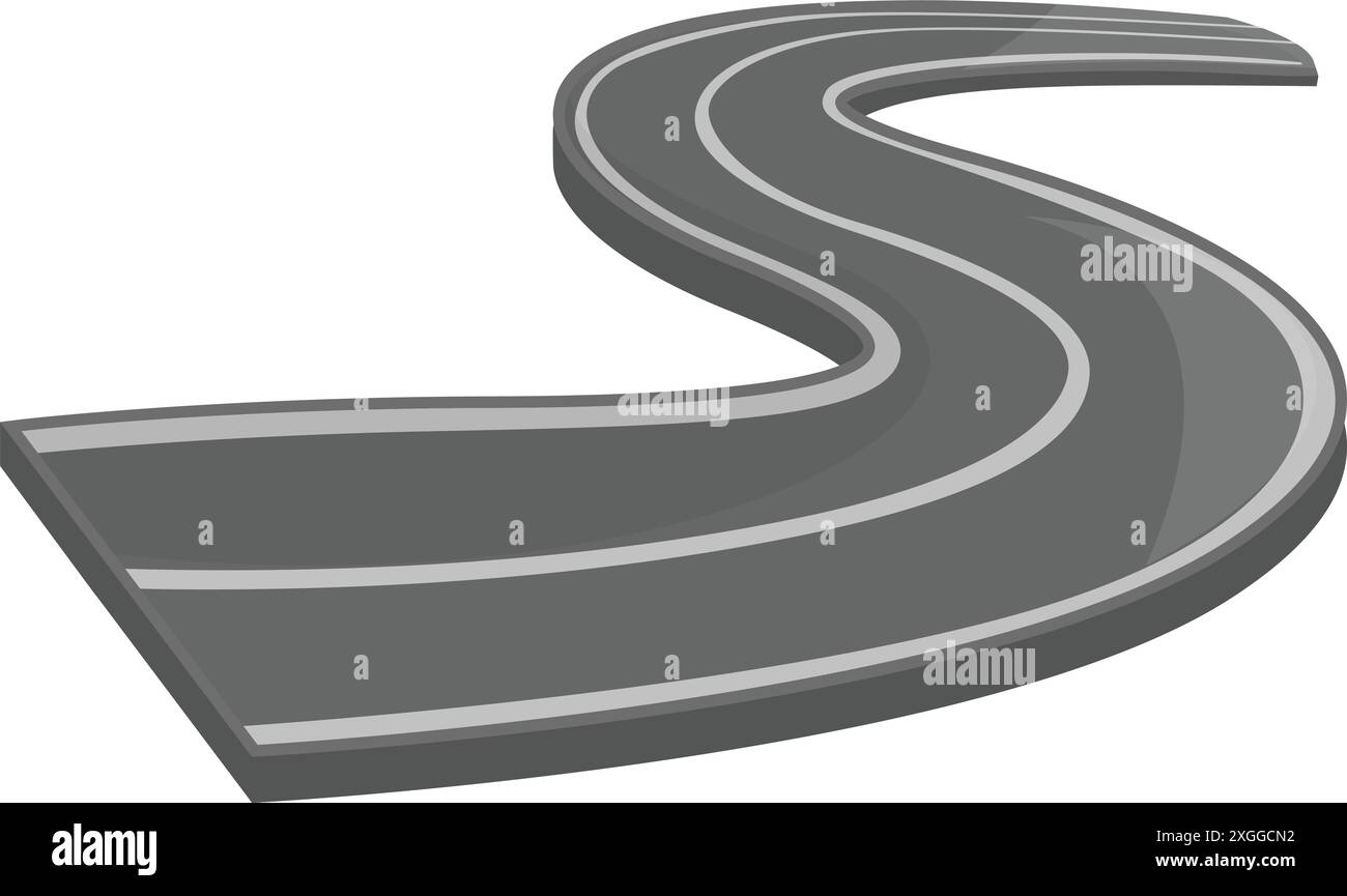 Long, gray road winding its way through the landscape Stock Vector ...