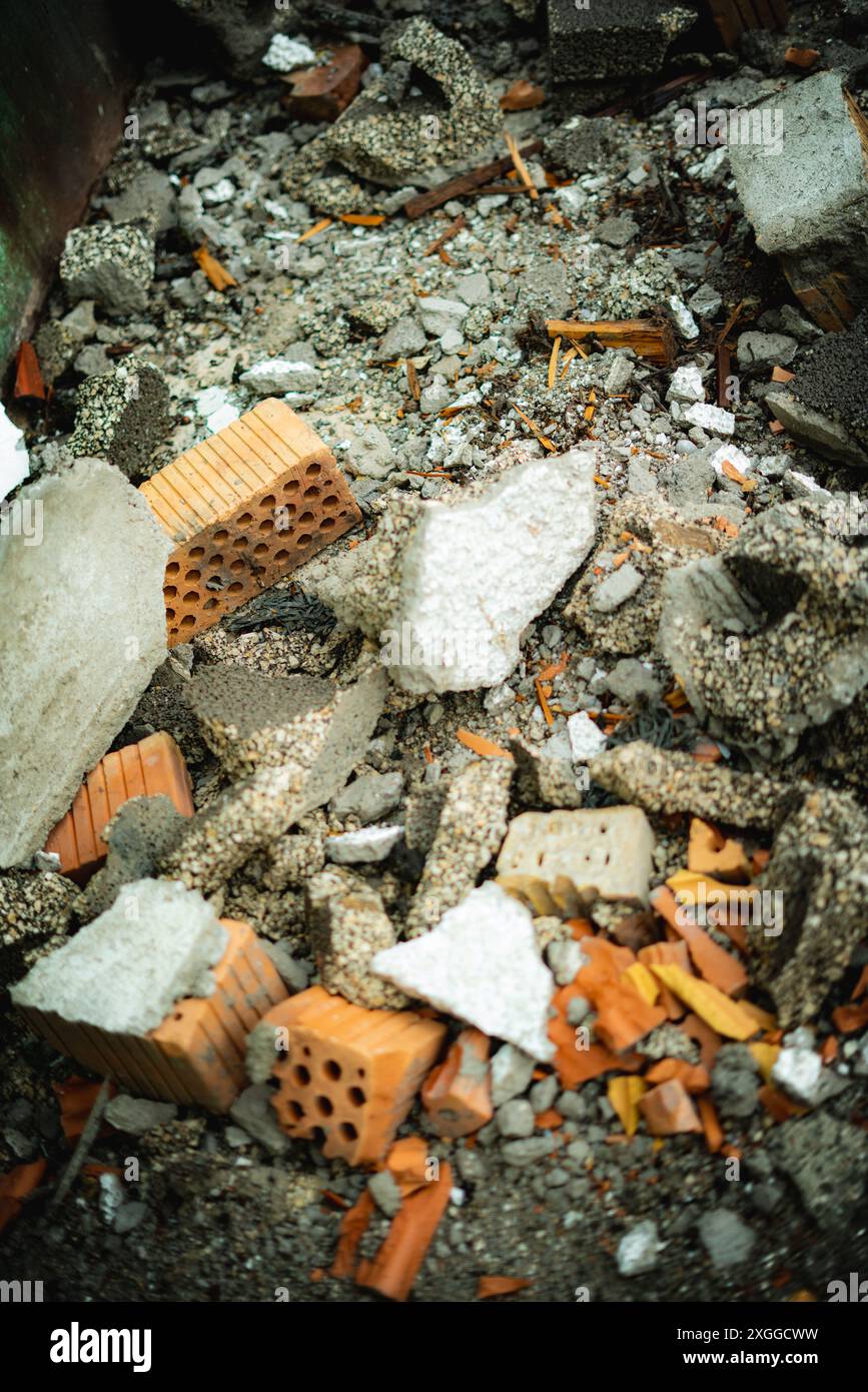 abandoned, architecture, background, brick, broken, broken bricks, collapsed, concrete ...