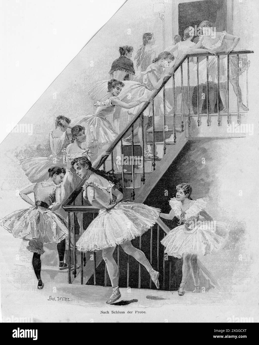dance, ballet, after the conclusion of the rehearsal, wood engraving ...