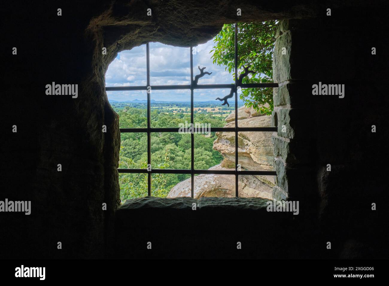 Looking out from The Grotto at Grotto Hill at Hawkstone Follies ...