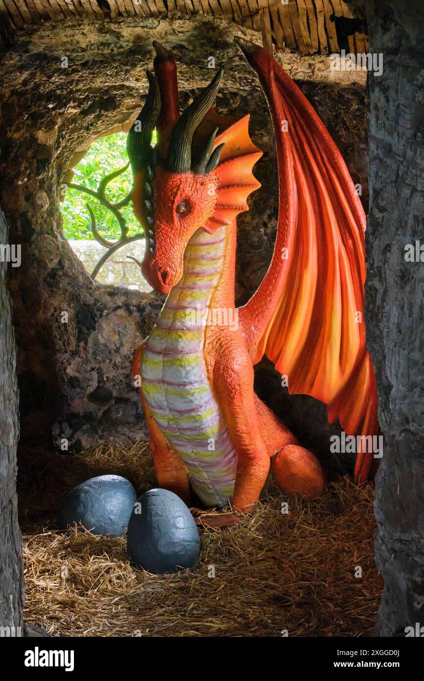 Dragon statue inside The Grotto, Grotto Hill, at Hawkstone Follies ...