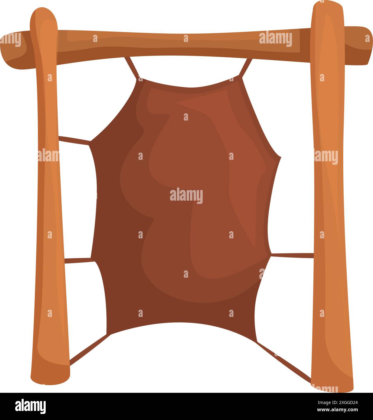 Wooden frame drying fresh animal skin hanging outdoors Stock Vector ...