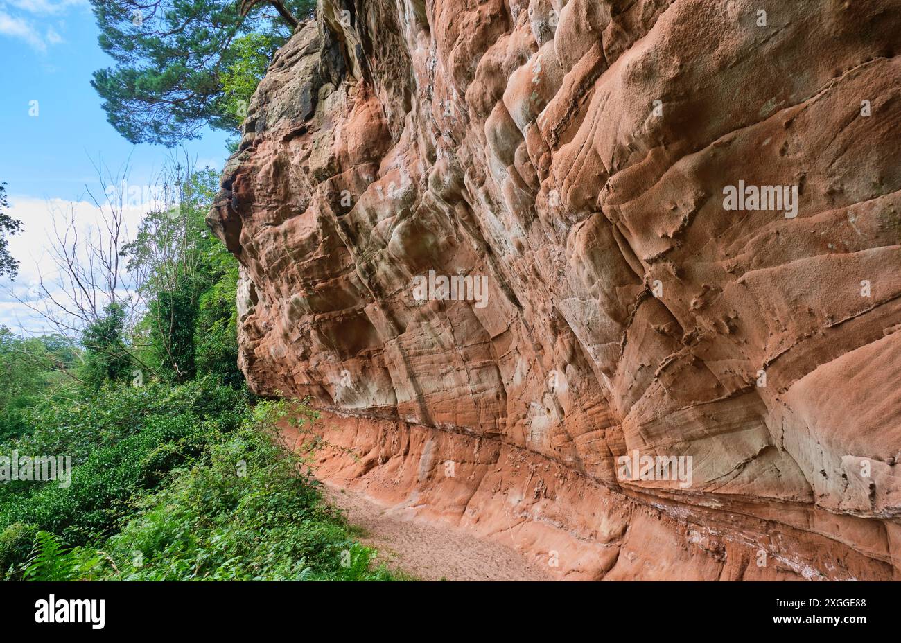 Sandstone cliffs at Hawkstone Follies, Hawkstone Park, Weston-under ...