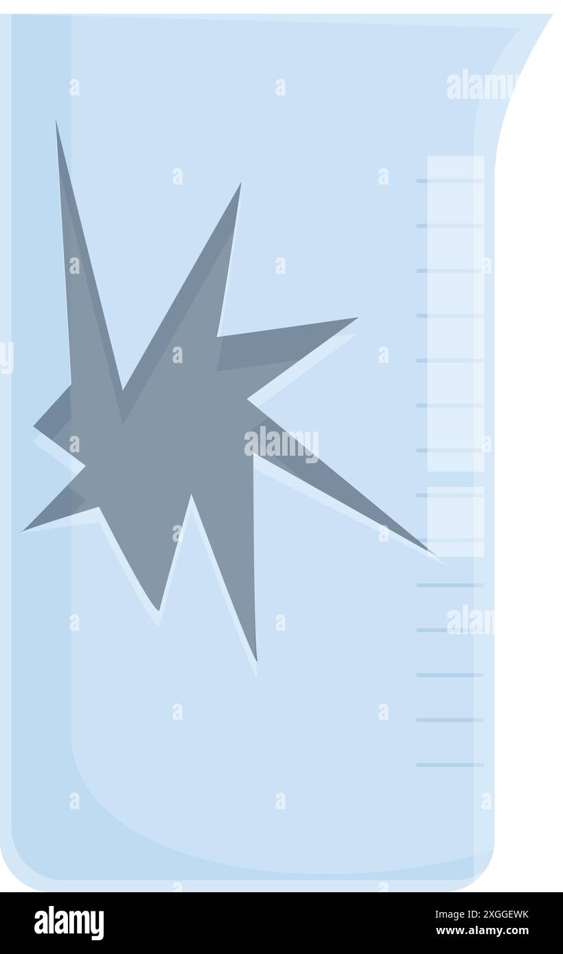 Chemistry beaker is showing a large crack from a failed experiment ...