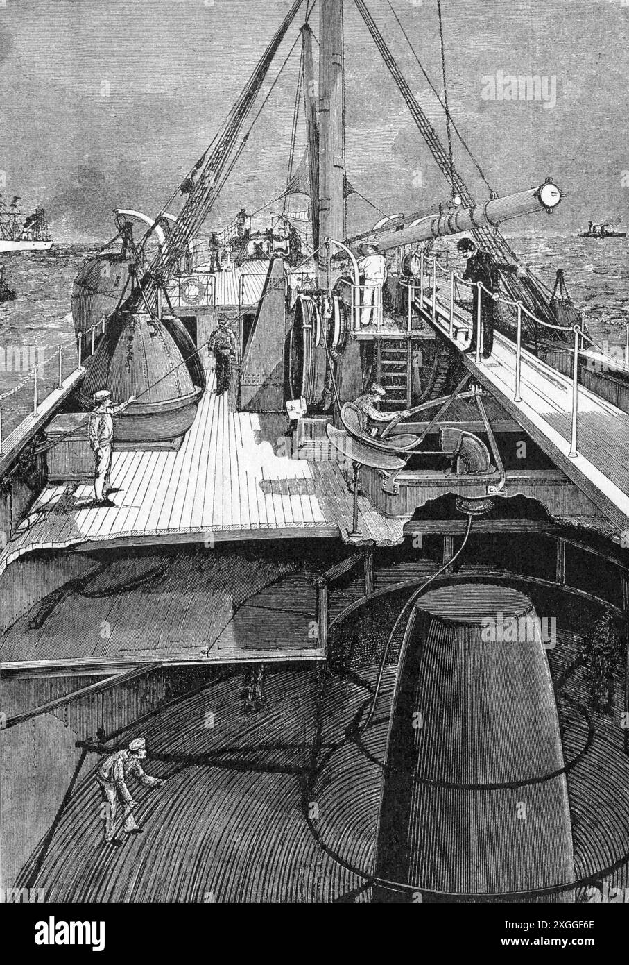 mail, telegraphy, Atlantic cable, laying of a cable, cabel container on ...