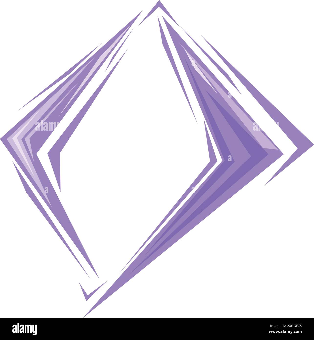 Purple abstract geometric shape twisting and turning on white ...