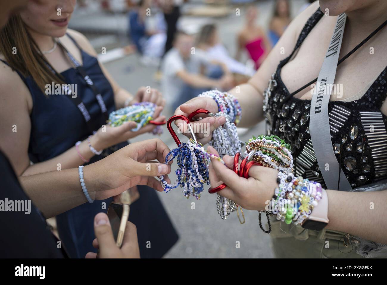 Fans, also known as "Swifties," wait to attend the concert of U.S ...