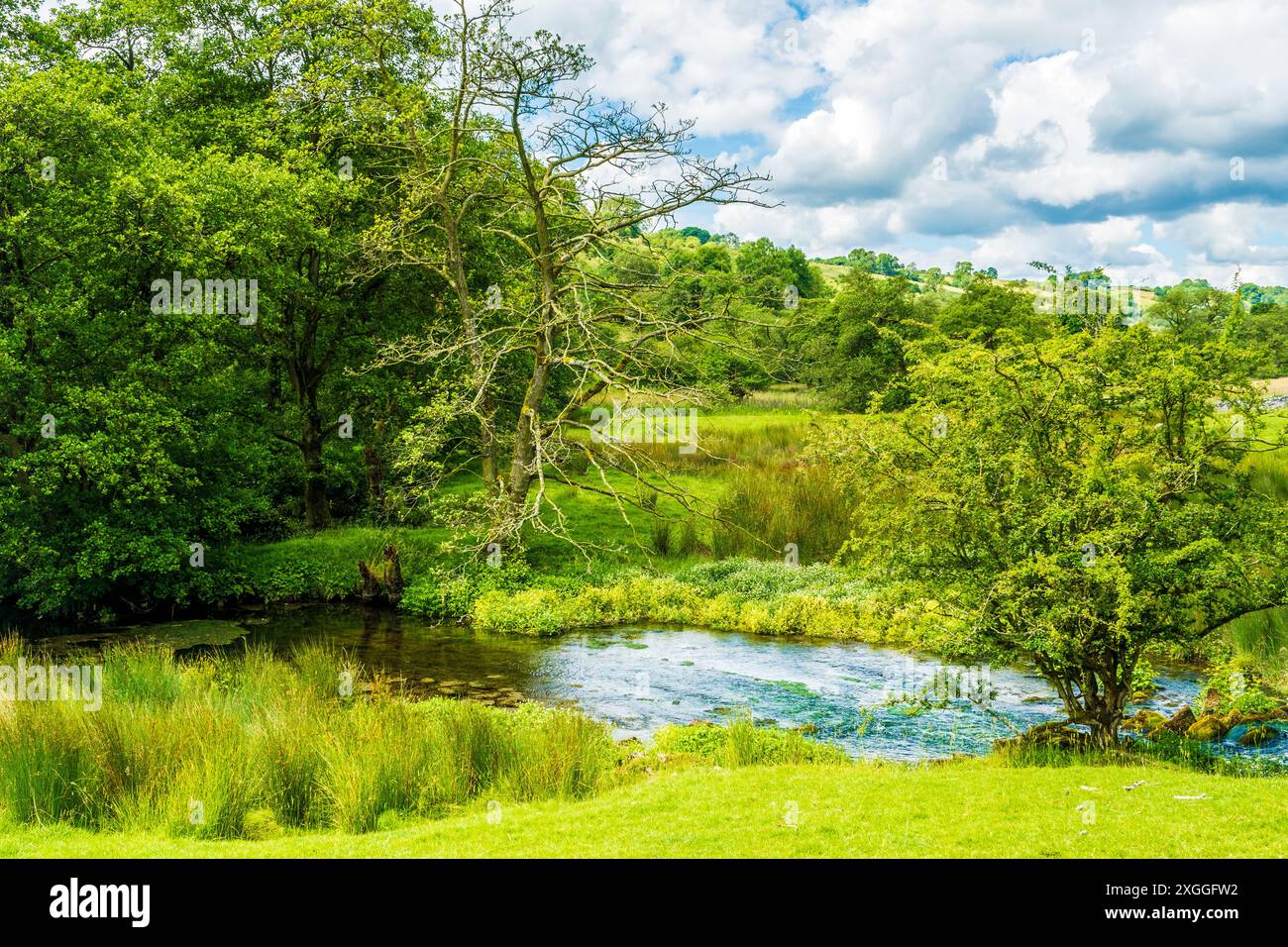 The valley of the River Dove near Hartington in the Peak District ...