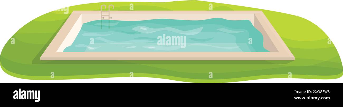 Rectangular swimming pool surrounded by green grass, perfect for summer ...