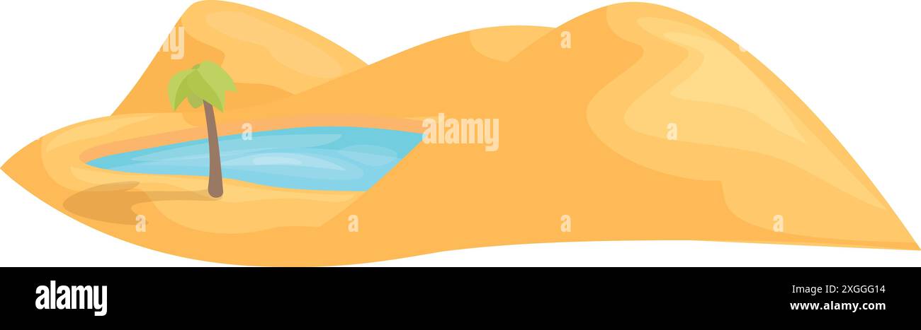 Cartoon oasis with a single palm tree growing by the water Stock Vector Image & Art - Alamy