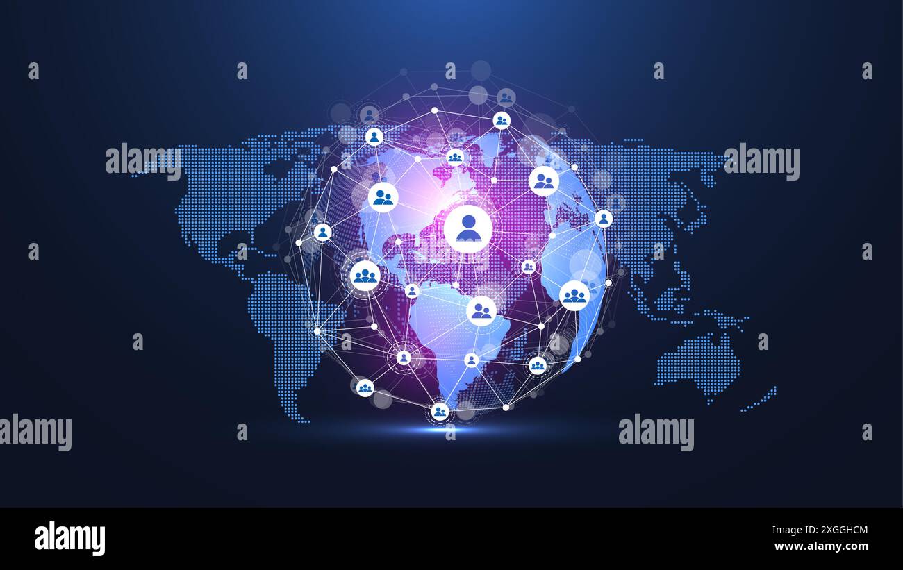 Global network connection concept. Big data visualization. Social ...