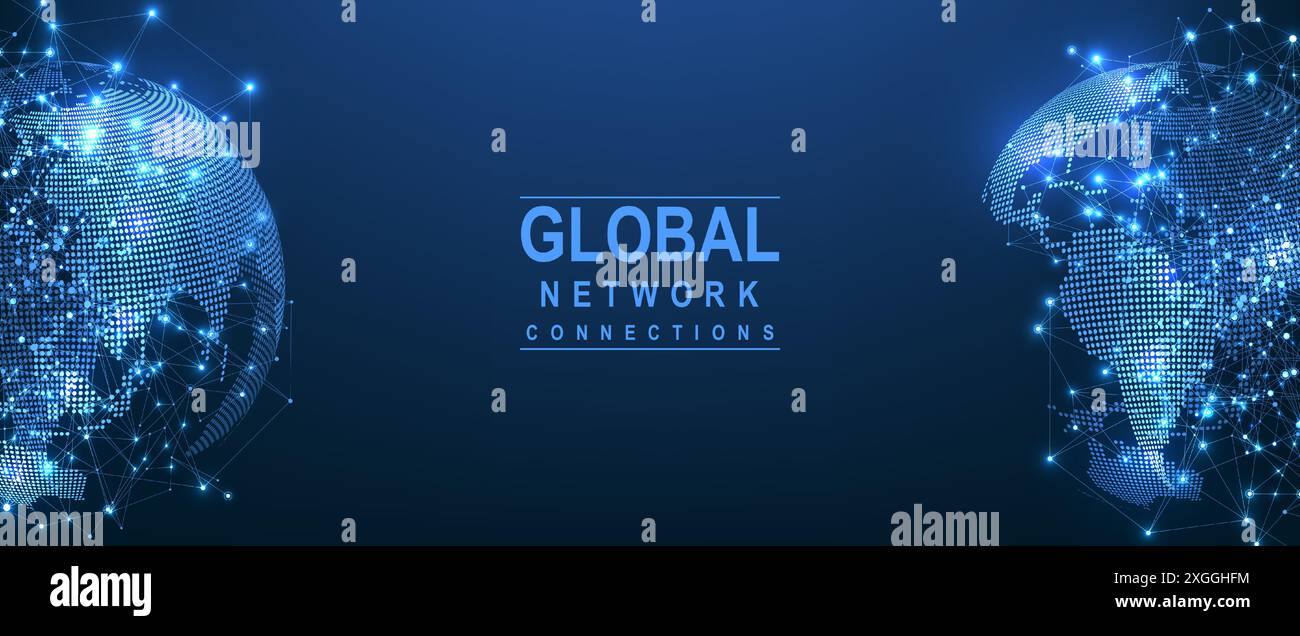 Global network connection concept. Big data visualization. Social network communication in the ...
