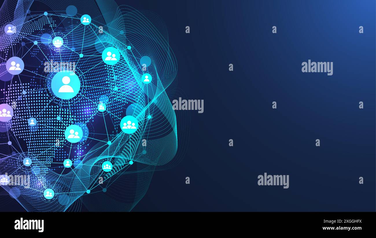 Global network connection concept. Big data visualization. Social ...