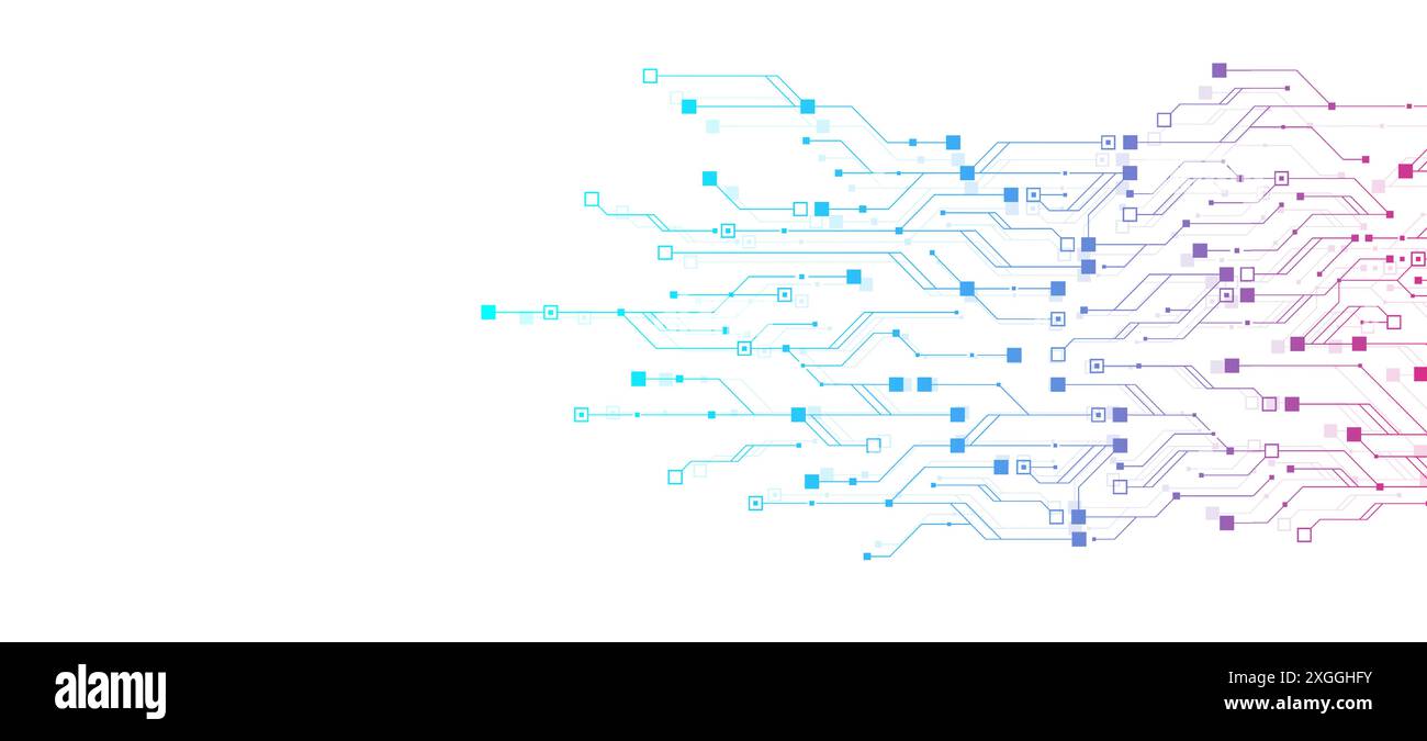 Quantum computer technologies concept. Futuristic blue circuit board background vector. Modern ...