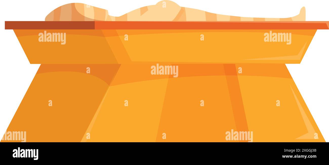 Ancient egyptian mummy lying in golden sarcophagus icon in cartoon ...