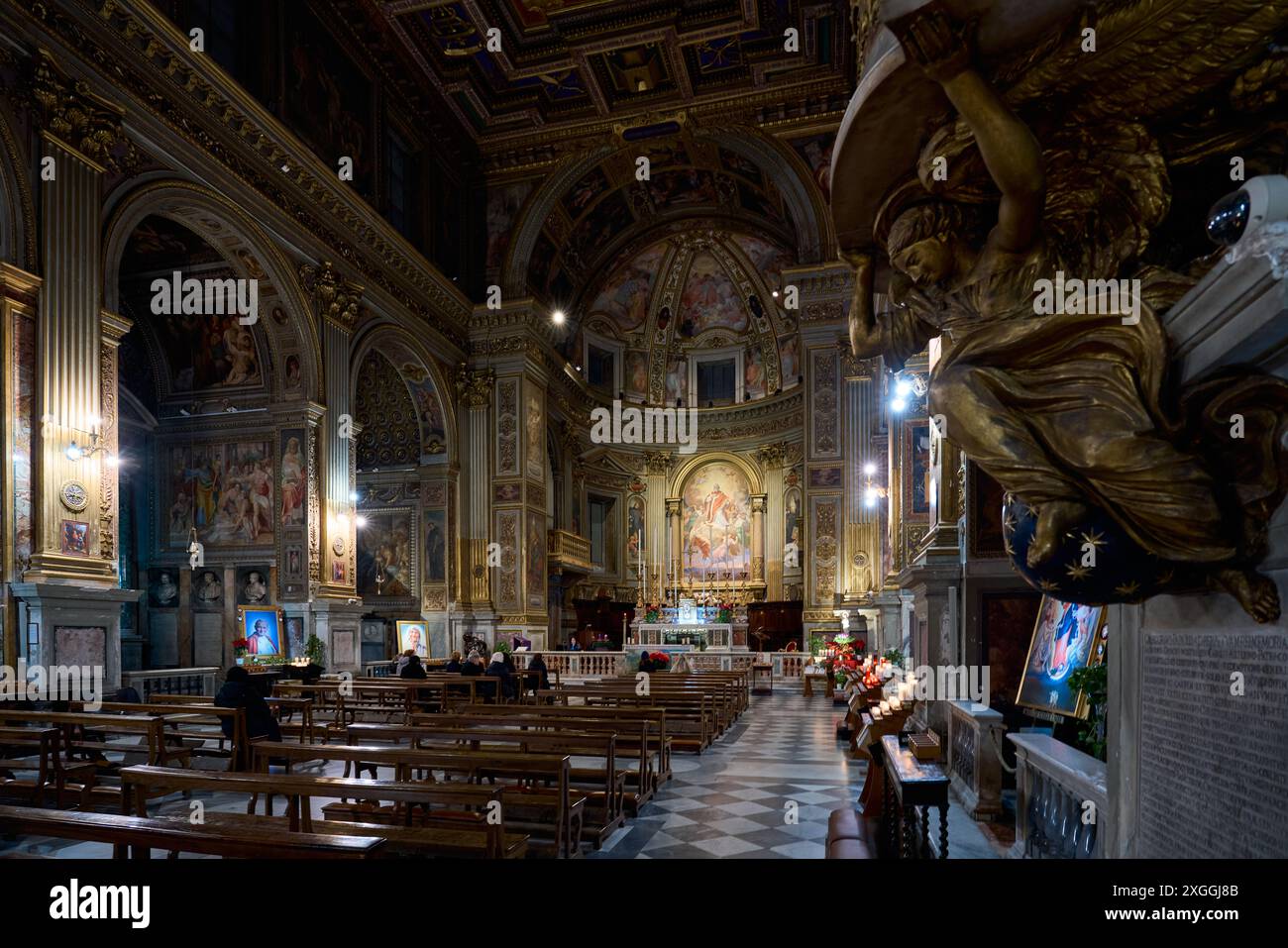 Mass at San Marcello al Corso, baroque styled church in Rome, Italy ...