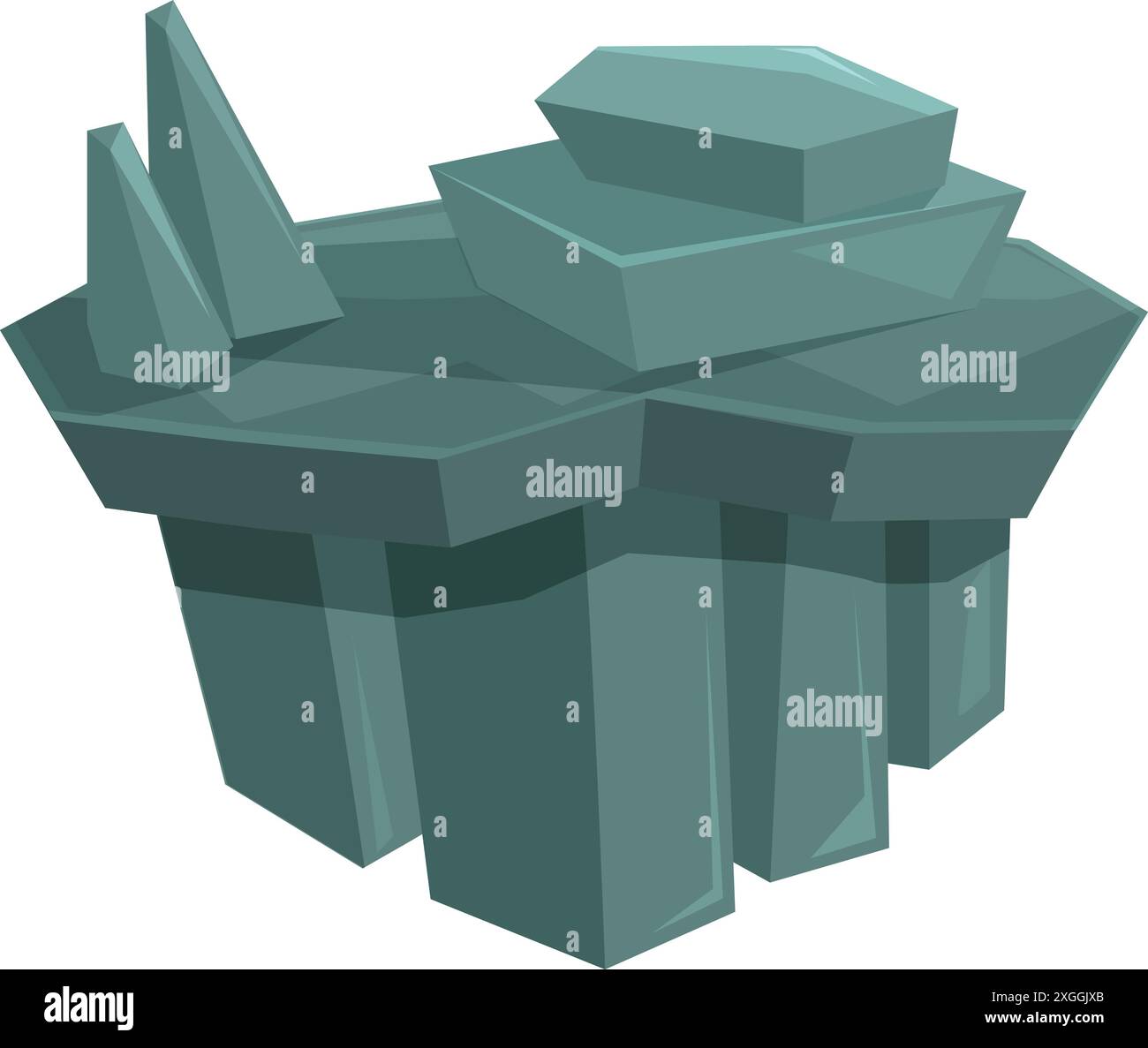 Cartoon big gray stone rock platform floating in the air, element for ...