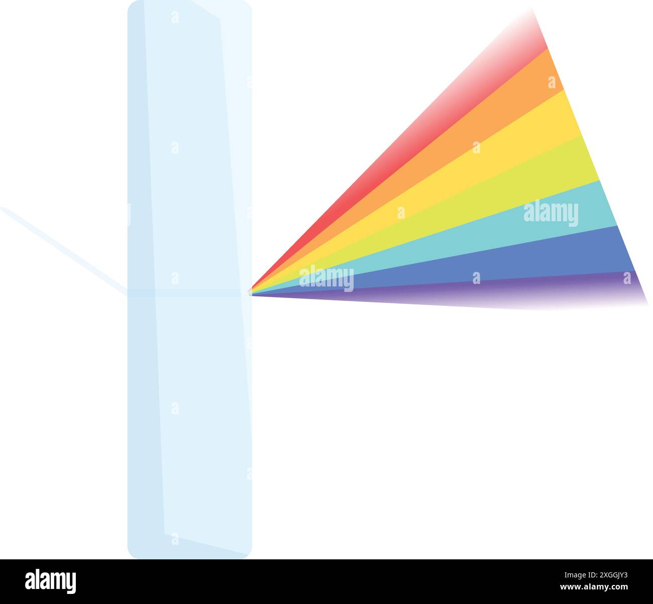 Illustration of a triangular prism refracting a beam of light creating ...