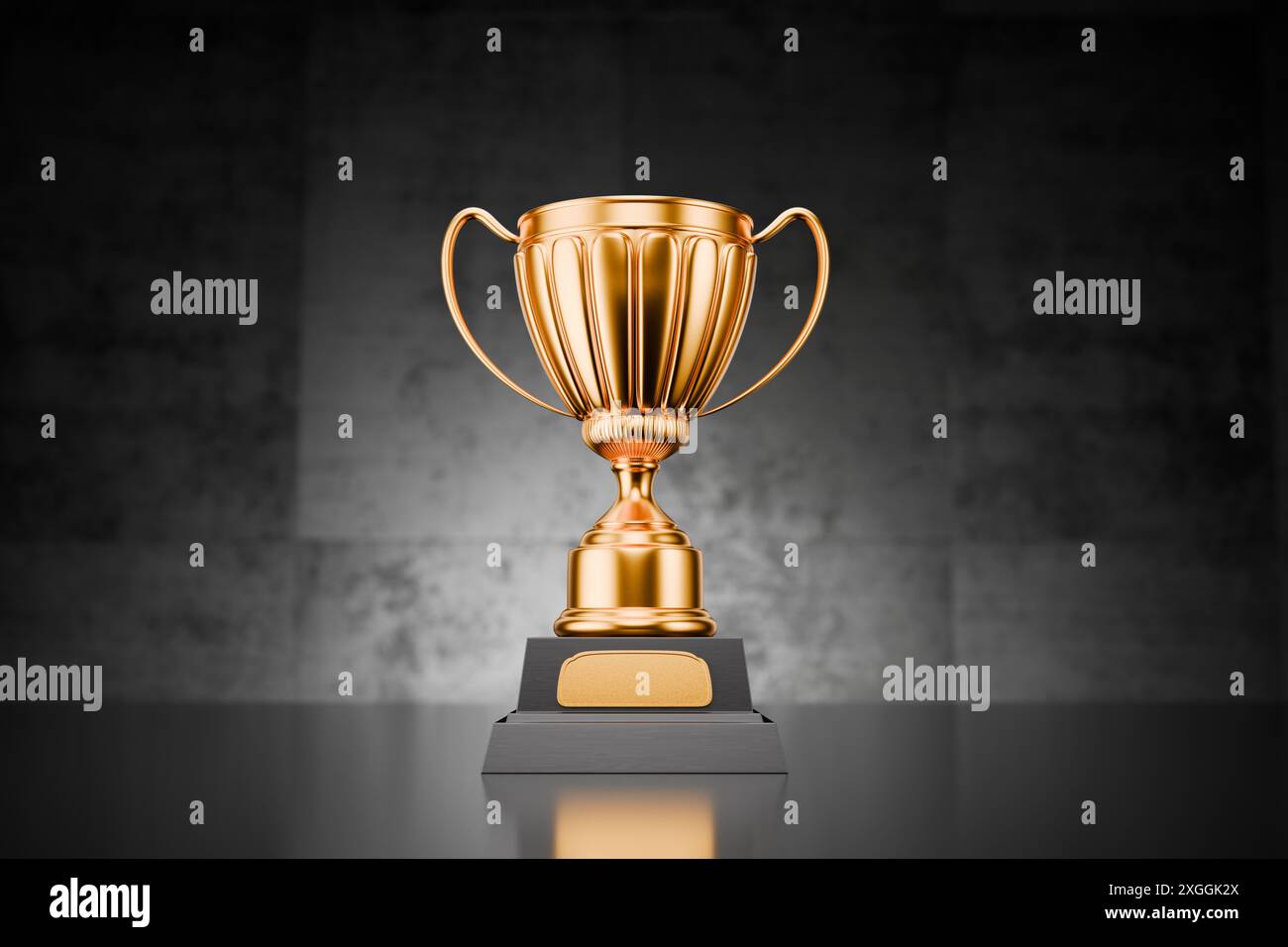 Shiny golden winner's cup on a concrete background, symbolizing victory ...