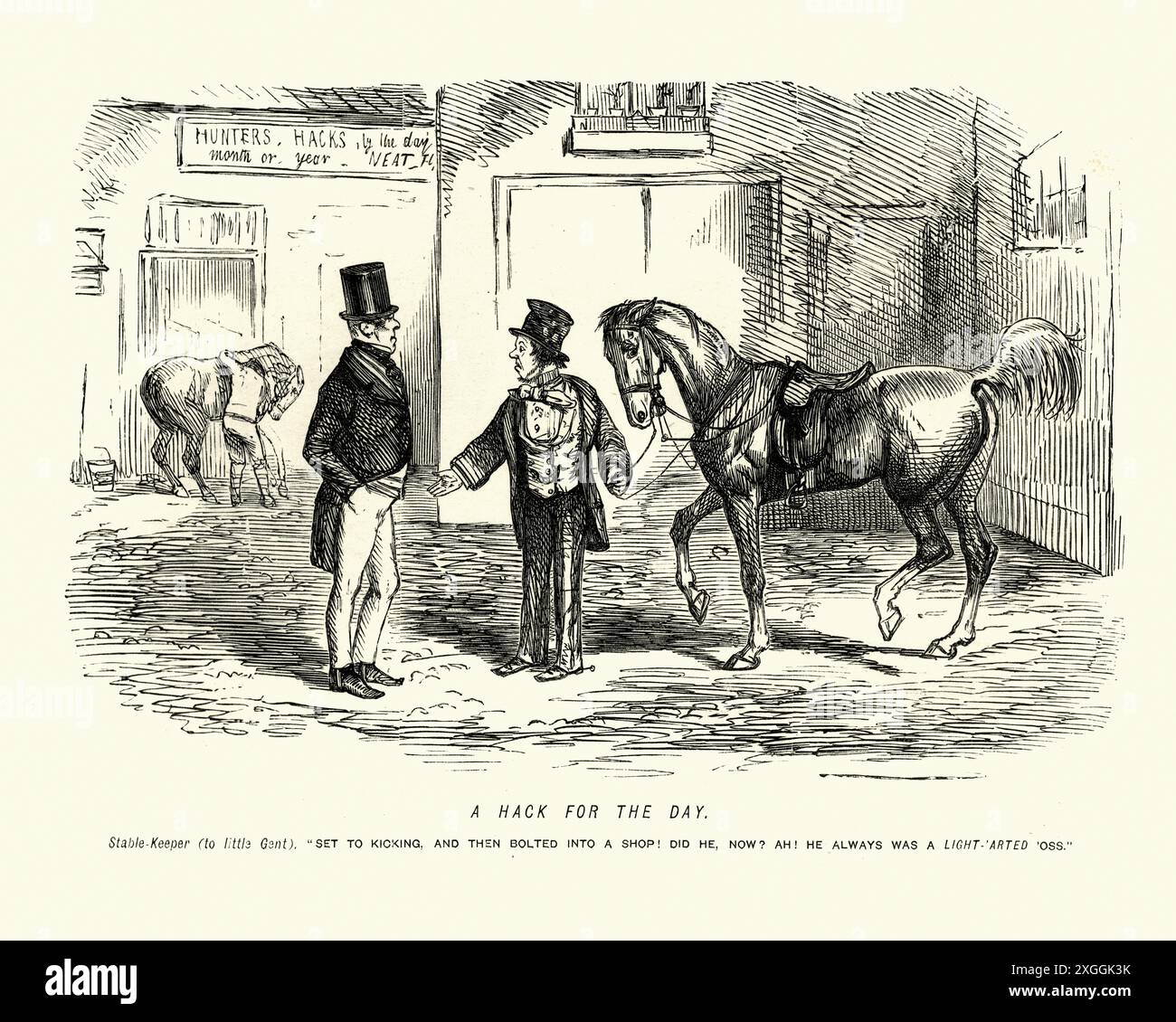 Victorian cartoon of Victorian cartoon, Hired horse, Hack for the Day ...