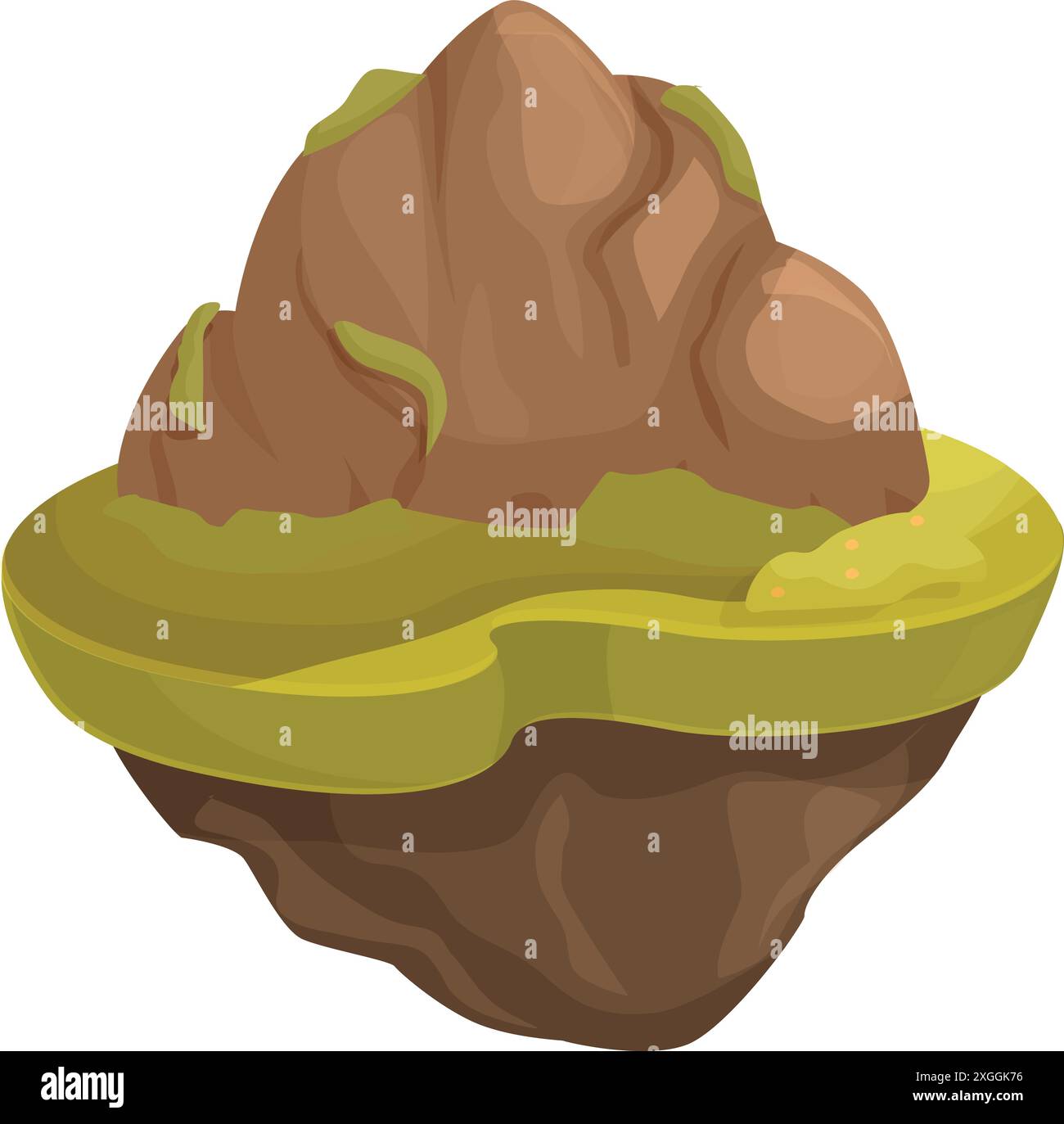Cartoon floating island with green grass and rocks Stock Vector Image ...