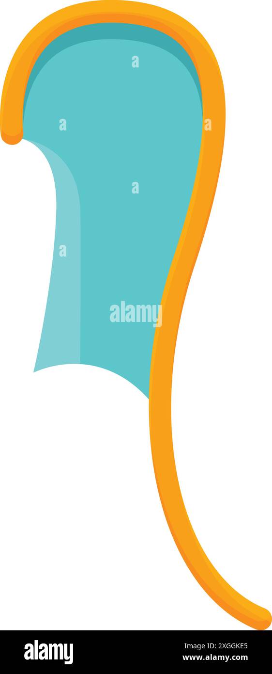 Cartoon blue blank waving flag with yellow pole flying in the wind ...