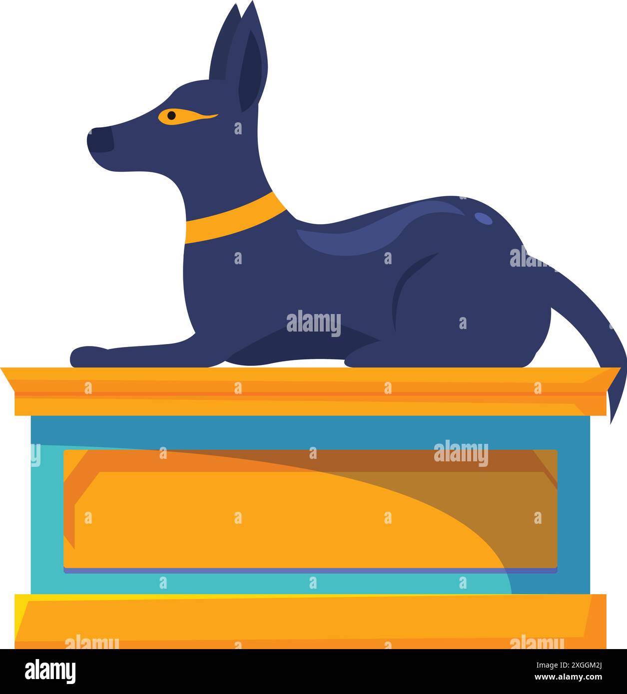 Black anubis statue laying on a stone pedestal, representing ancient ...